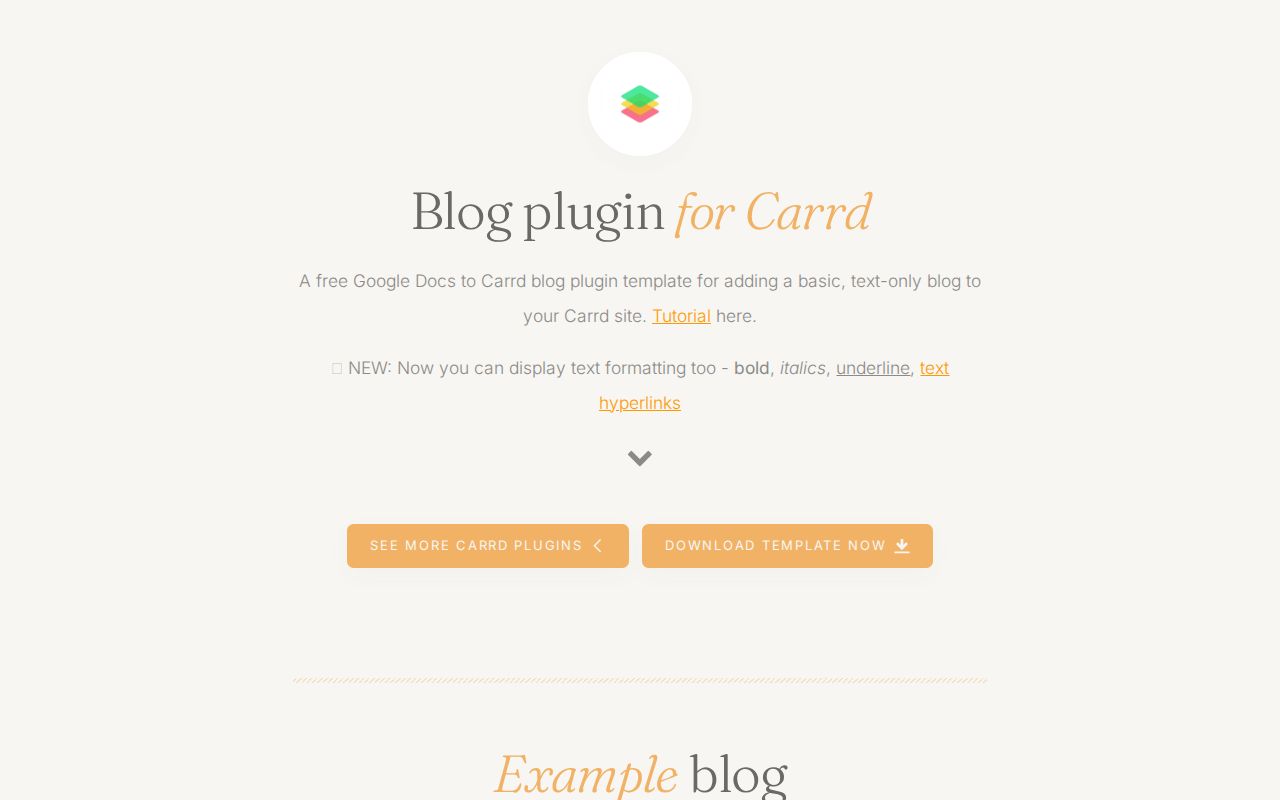 Blog plugin Carrd template
